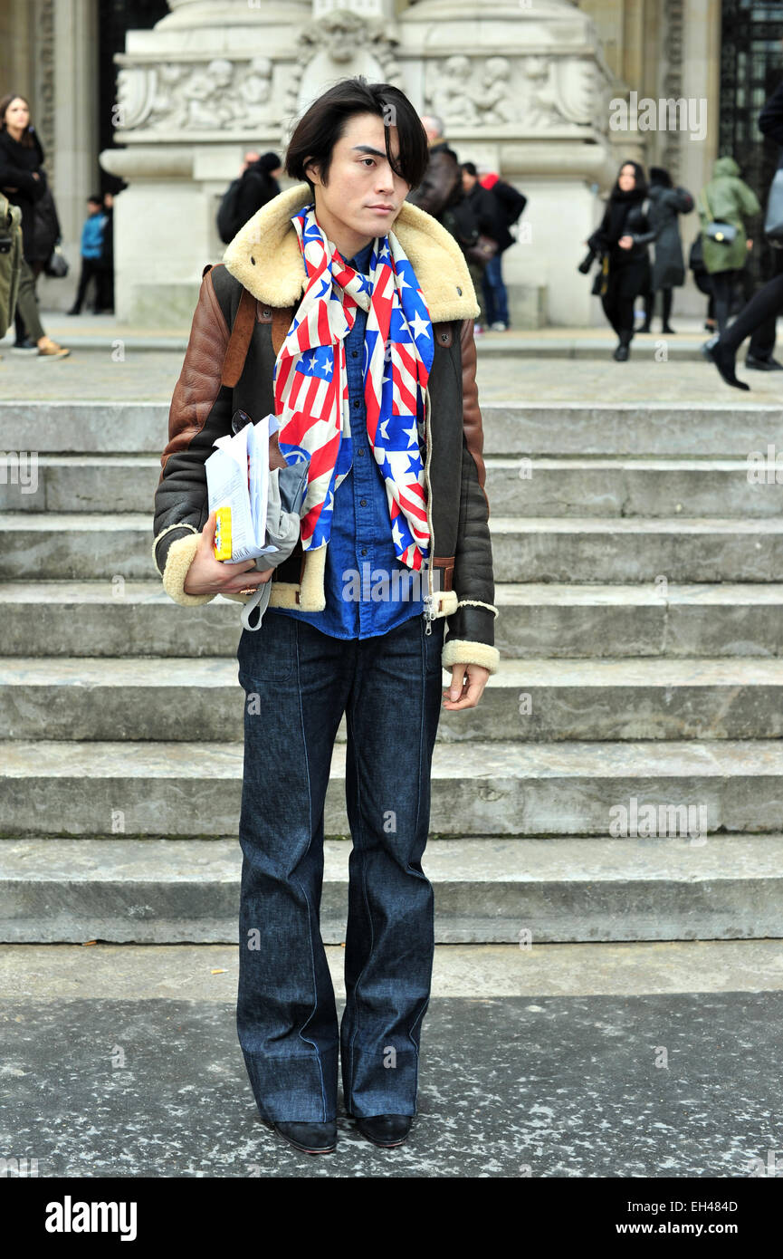 Yu Masui arriving at the Guy Laroche runway show in Paris - March 4 ...