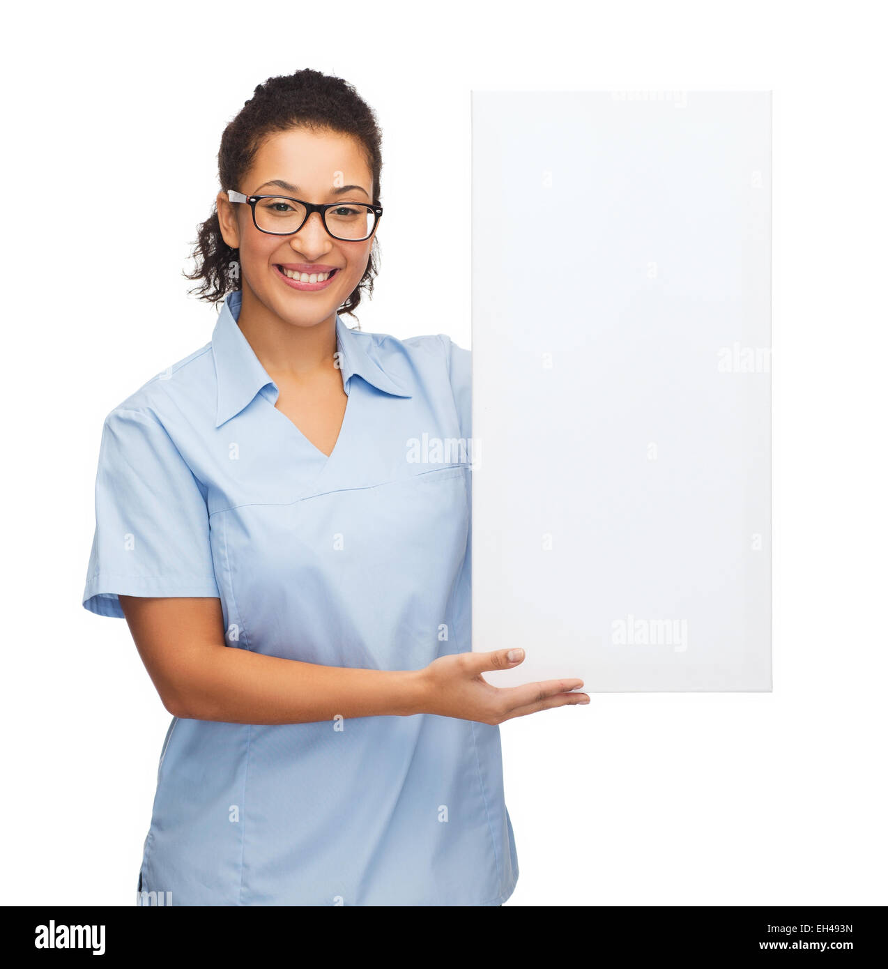 female doctor or nurse with white blank board Stock Photo - Alamy
