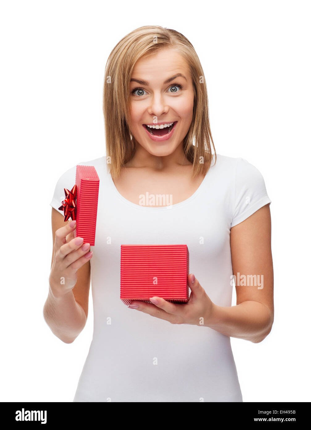 smiling girl with gift box Stock Photo - Alamy