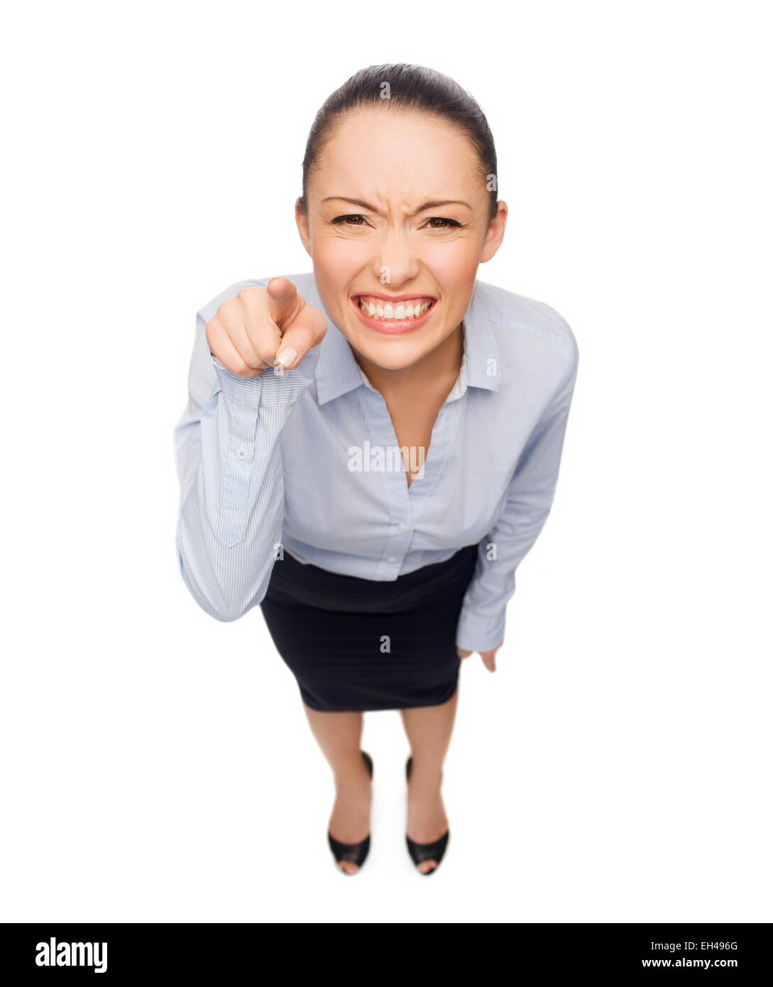 angry businesswoman pointing finger at you Stock Photo - Alamy