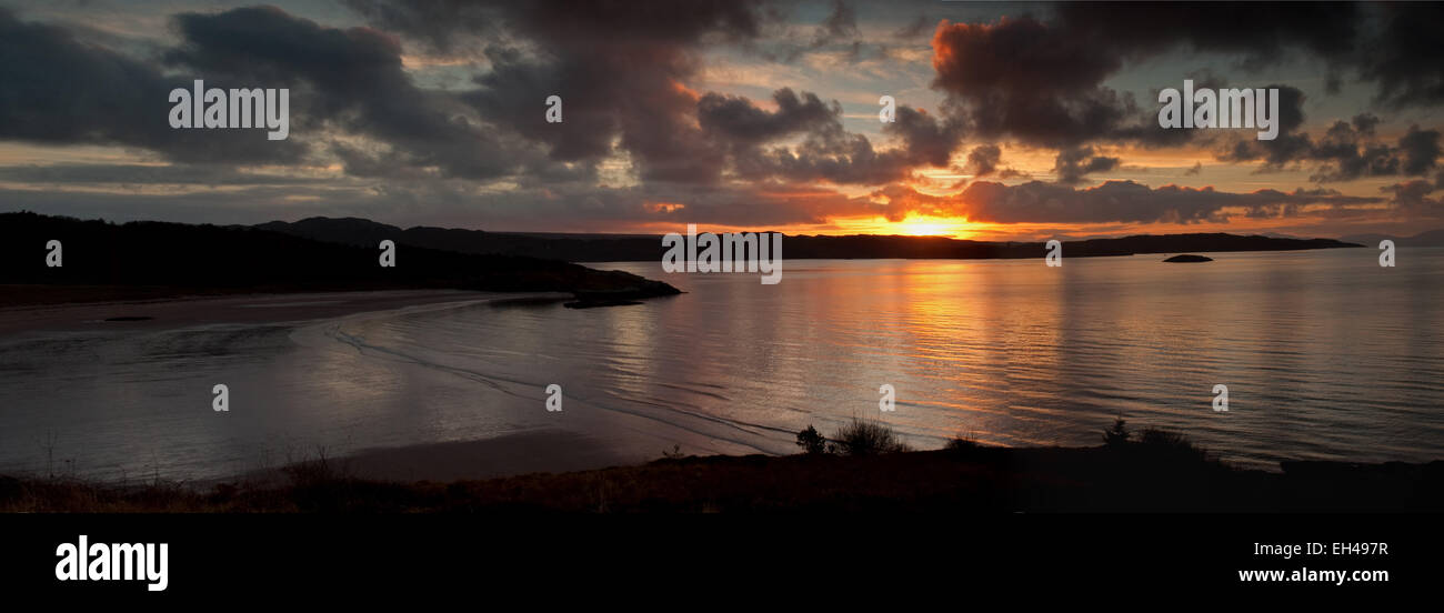 Sunset over Loch Gairloch panoramic Stock Photo - Alamy