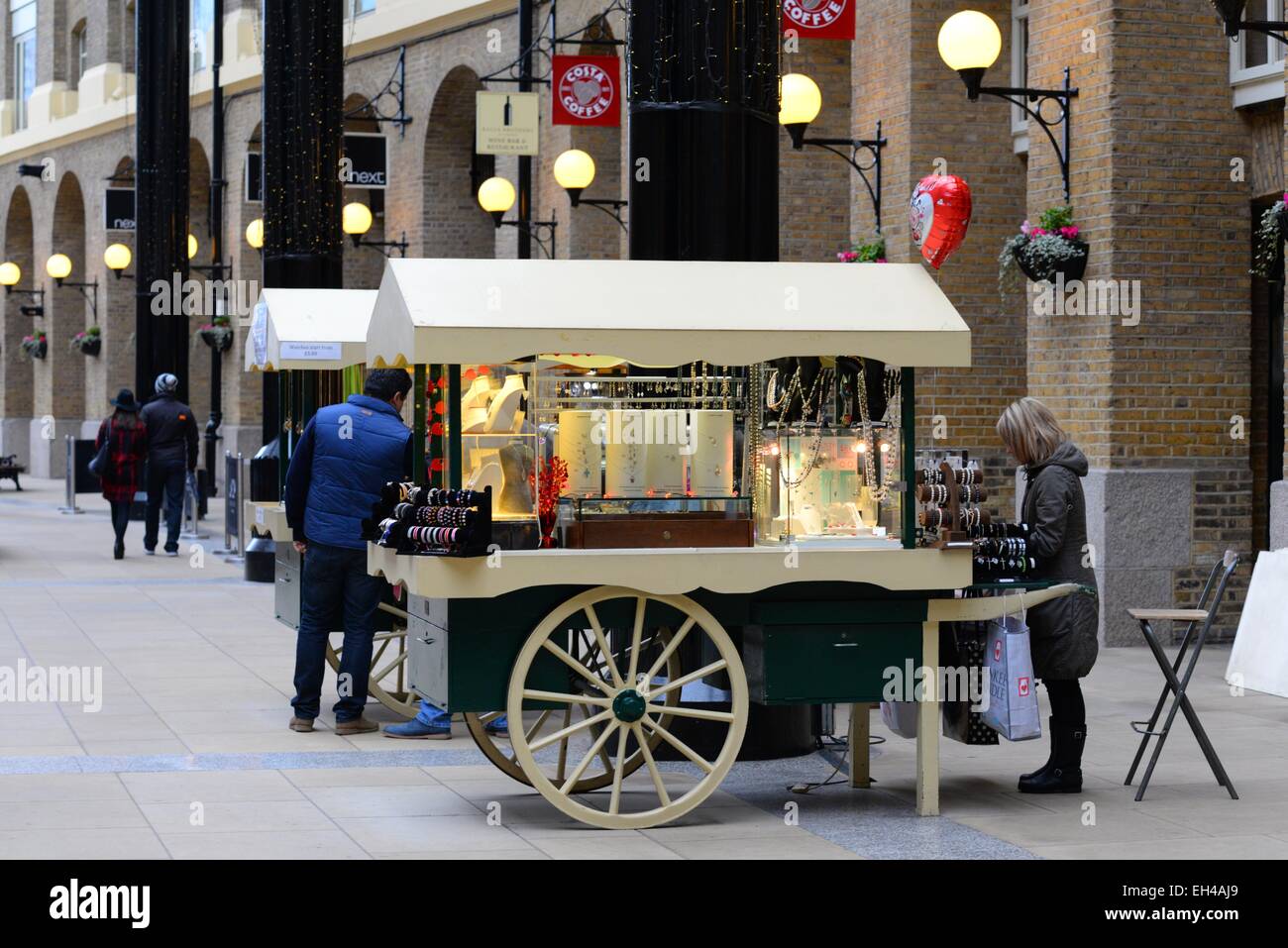 Hay's Galleria shopping arcade with barrow market stalls, South Bank ...