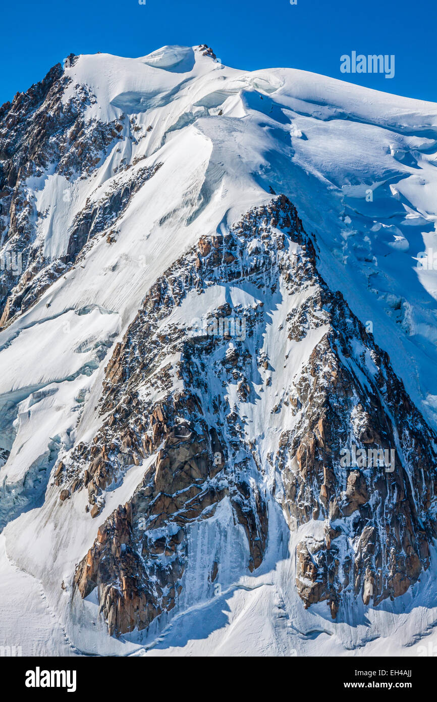 View of Mont Blanc mountain range from Aiguille Du Midi in Chamonix - landscape orientation ...