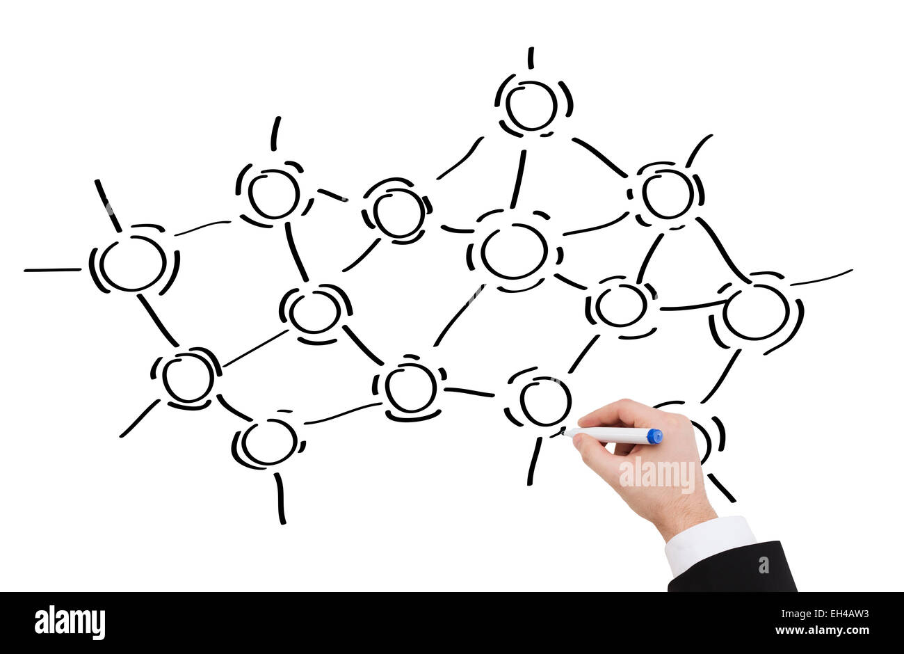 close up of businessman drawing molecules Stock Photo - Alamy