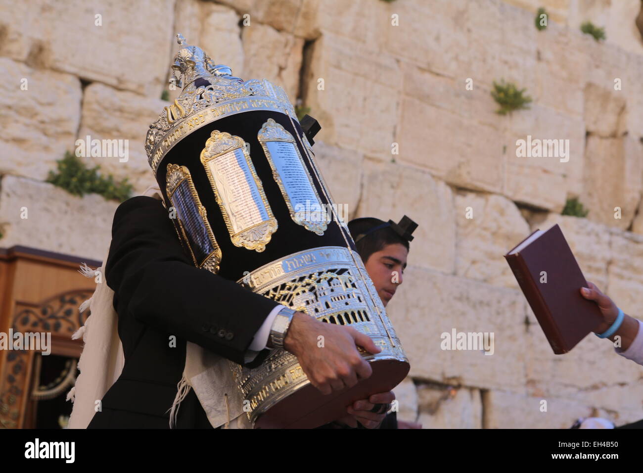Jerusalem, Israel. 6th Mar, 2015. Religious Jews praying at the Western ...