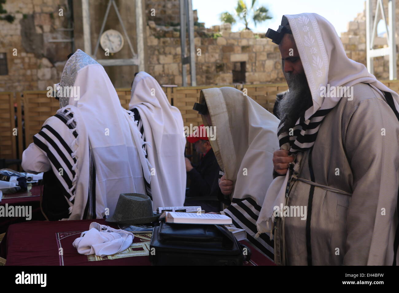 Jerusalem, Israel. 6th Mar, 2015. Religious Jews praying at the Western Wall in Jerusalem ...