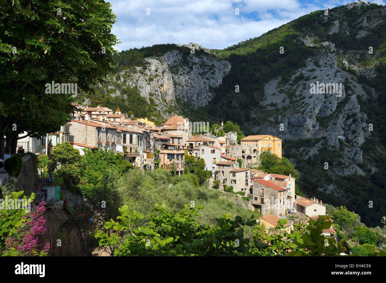 France, Alpes Maritimes, the hilltop village of Peille, the Chapel of ...