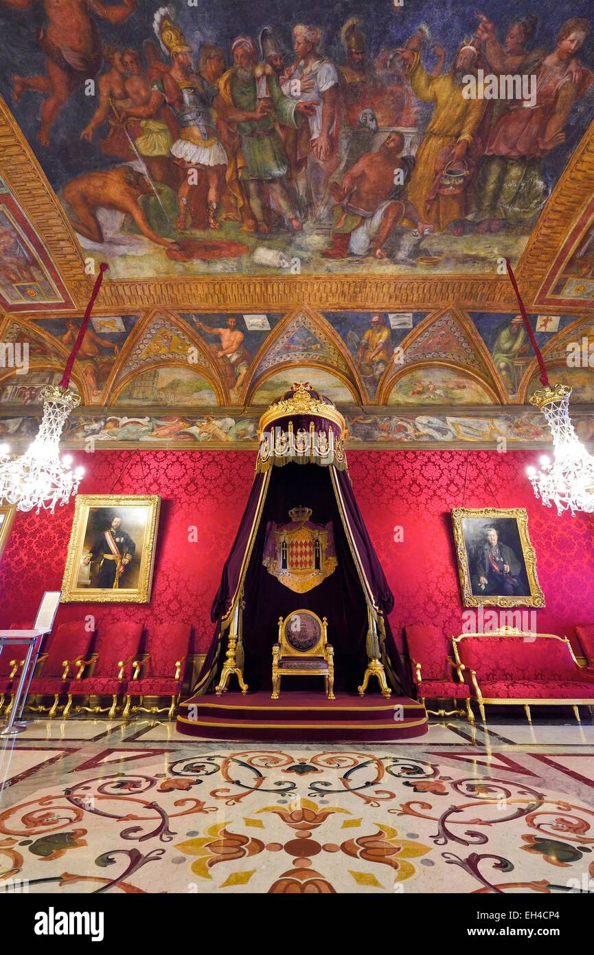 Principality of Monaco, Monaco, the Rock, the royal palace, Throne Room ...