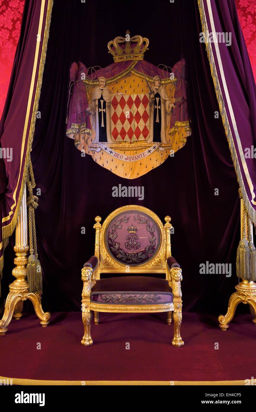 Principality of Monaco, Monaco, the Rock, the royal palace, Throne Room ...