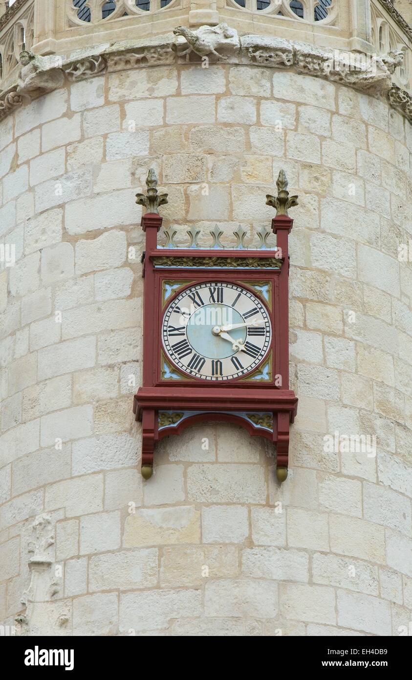 France, Charente Maritime, La Rochelle, clock of the belfry of La ...