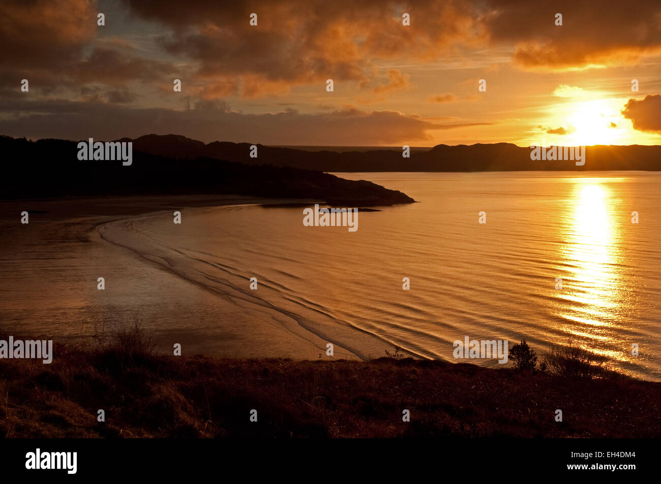 Sunset over Loch Gairloch Stock Photo - Alamy