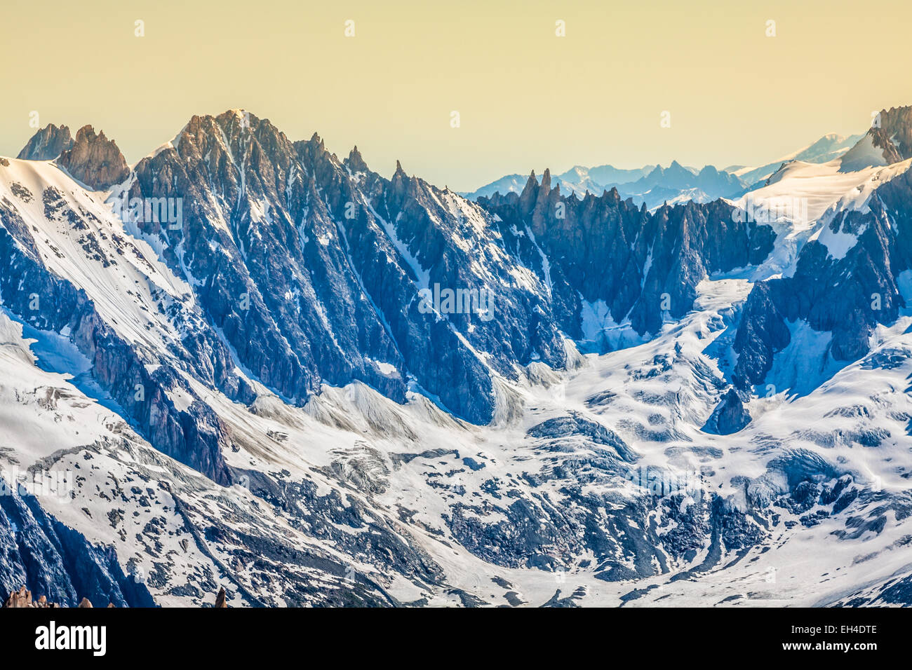 Mont Blanc mountain massif summer landscape(view from Aiguille du Midi Mount, French Stock Photo ...
