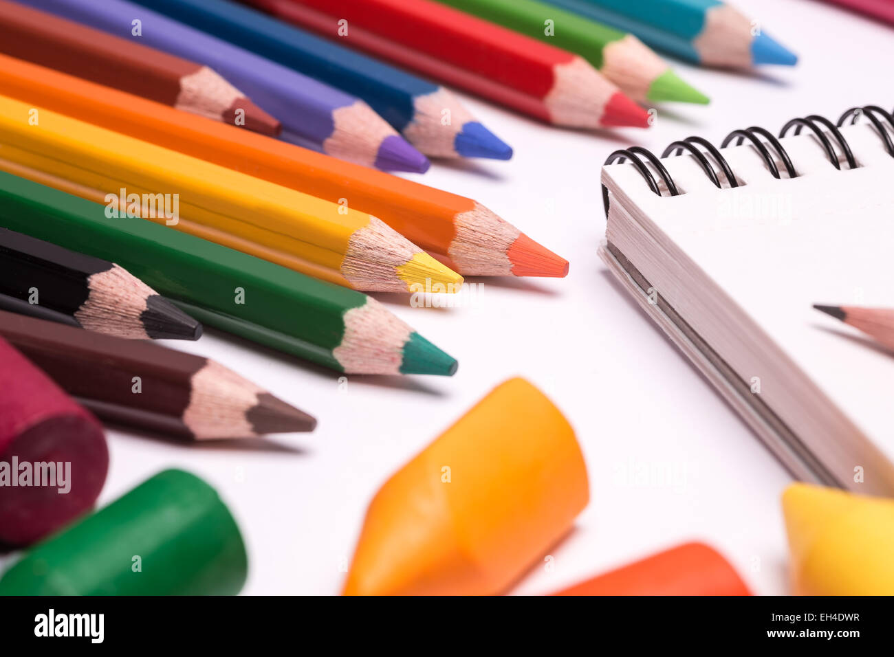 colorful crayons and pencils Stock Photo - Alamy