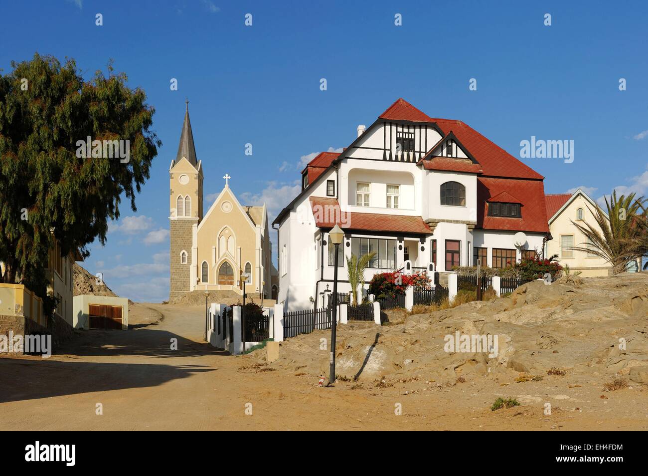 Namibia, Karas region, Luderitz, Lutherian church Felsenkirche Stock ...