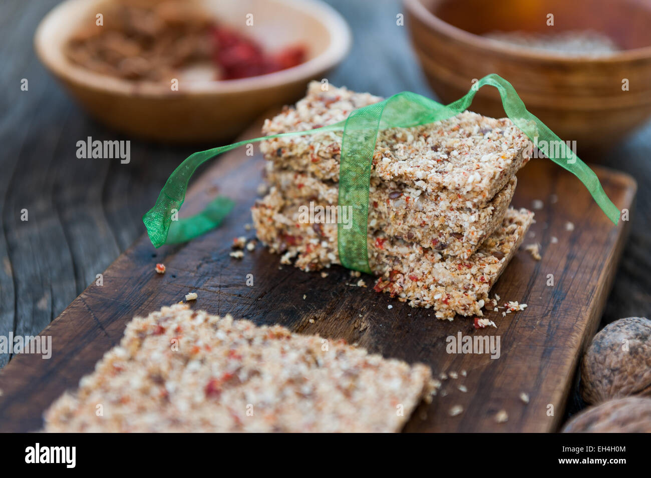 Round cereal crackers flax hi-res stock photography and images - Alamy