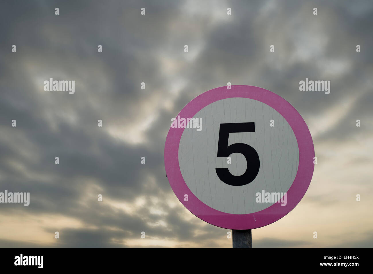 Five Miles Per Hour Sign Road Sign Stock Photo Alamy