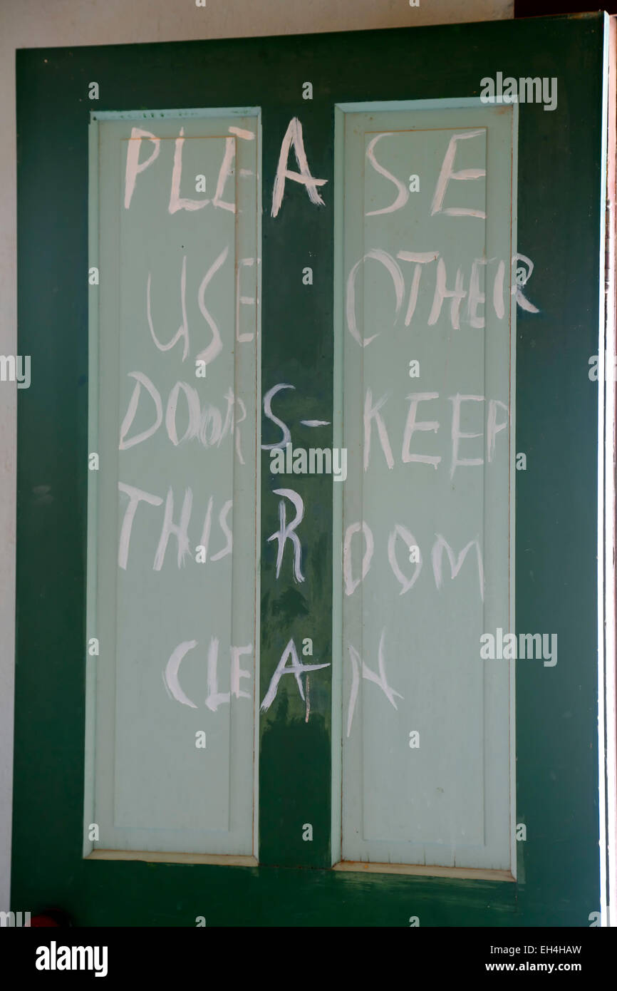 Sign on "clean room" door, Schmidt McDonald Ranch House, Trinity Site ...