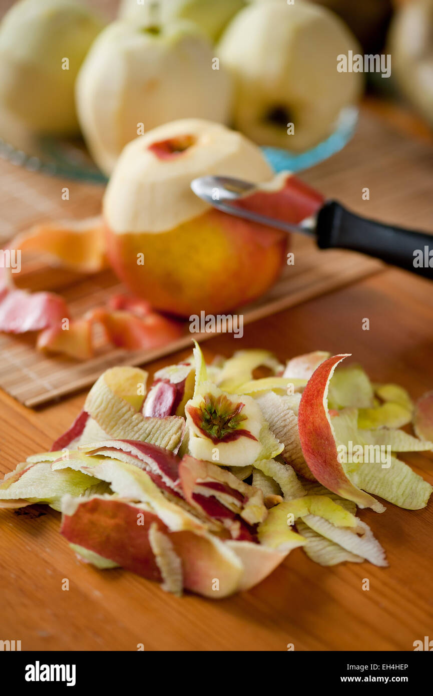 Apple peelings detail Stock Photo - Alamy
