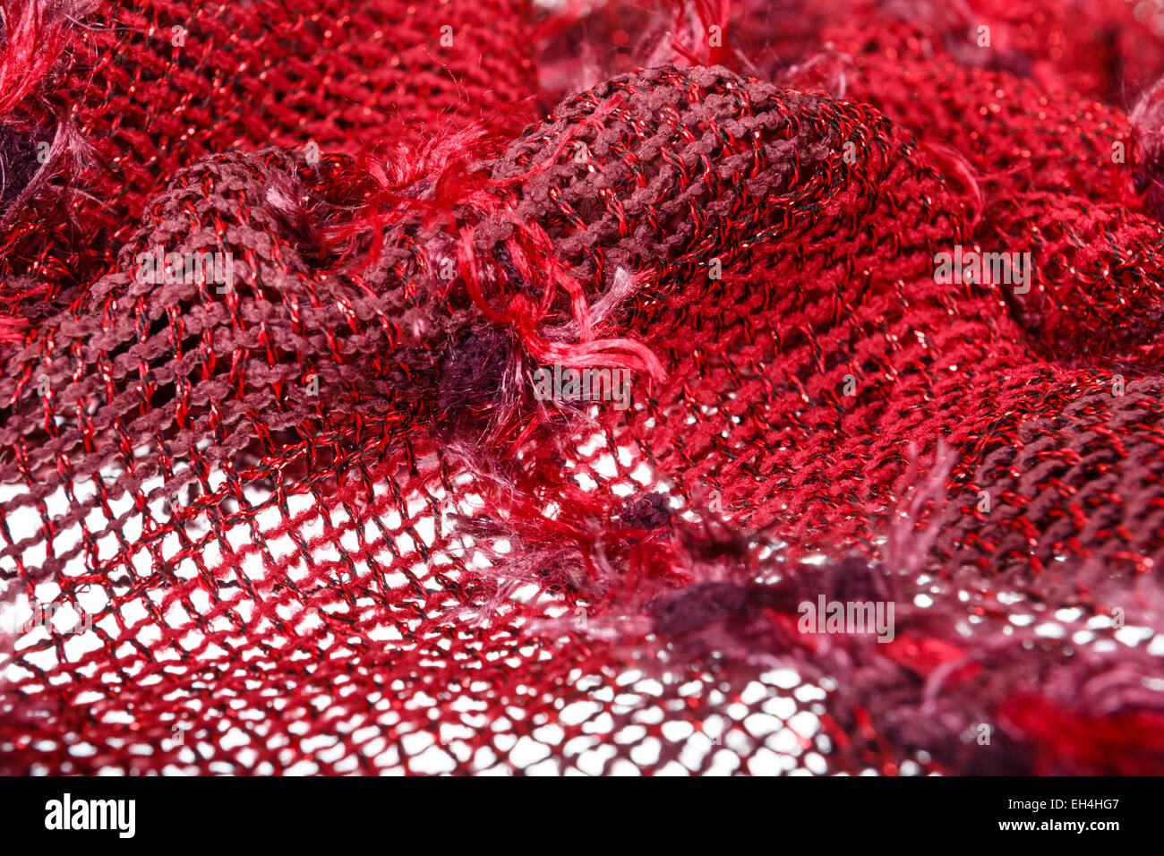 Knitted fabric texture of handmade red scarf , Fragment of wool ...