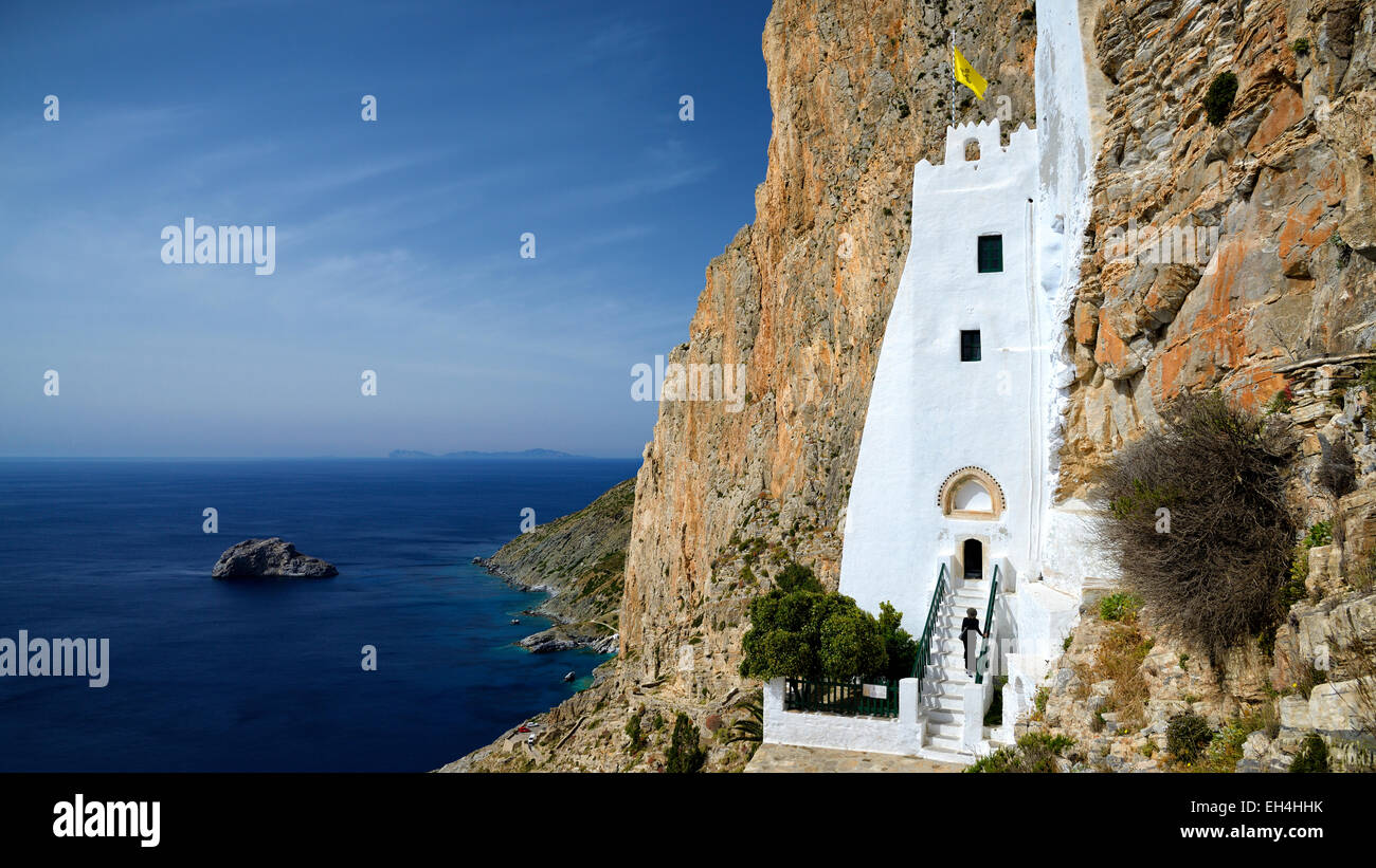 Greece, Cyclades, Amorgos island, Monastery of Panagia Hozoviotissa ...