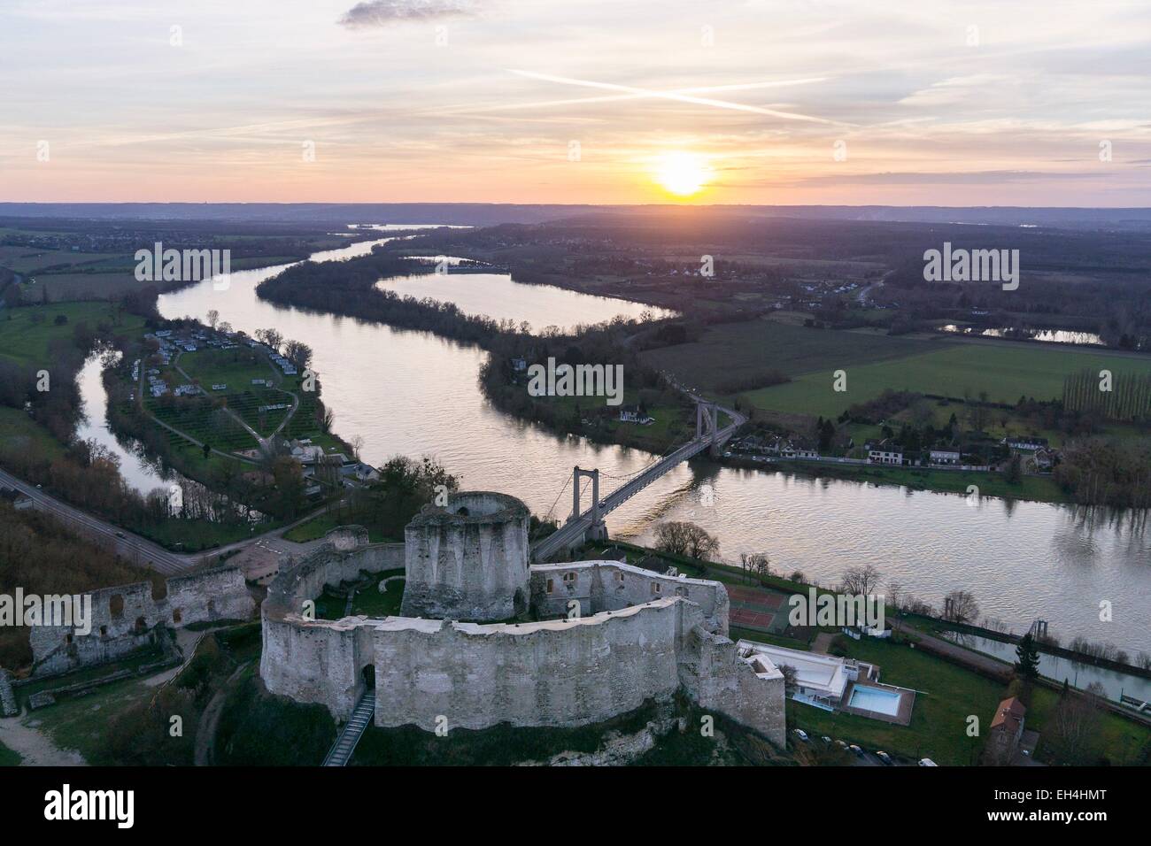France, Eure, Les Andelys, Chateau Gaillard, 12th century fortress built by Richard Coeur de ...