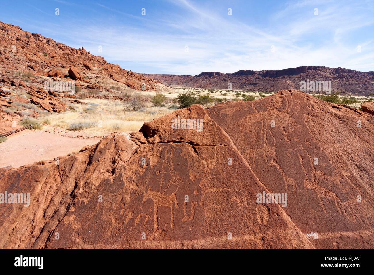 Namibia, Kunene region, Damaraland, rock carvings of Twyfelfontein ...