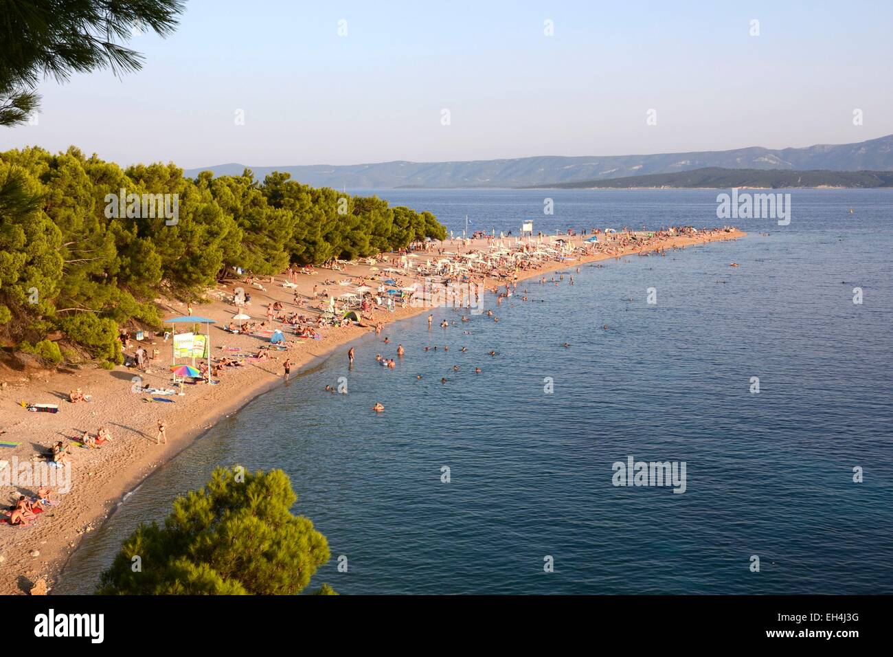 Croatia, Island Brac, beach Golden Horn popular with sunbathers in ...