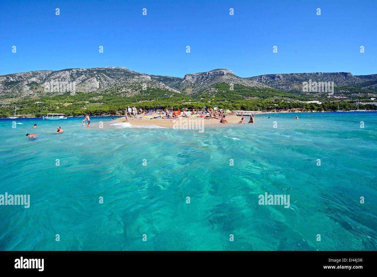 Croatia, Island Brac, beach Golden Horn popular with sunbathers in ...