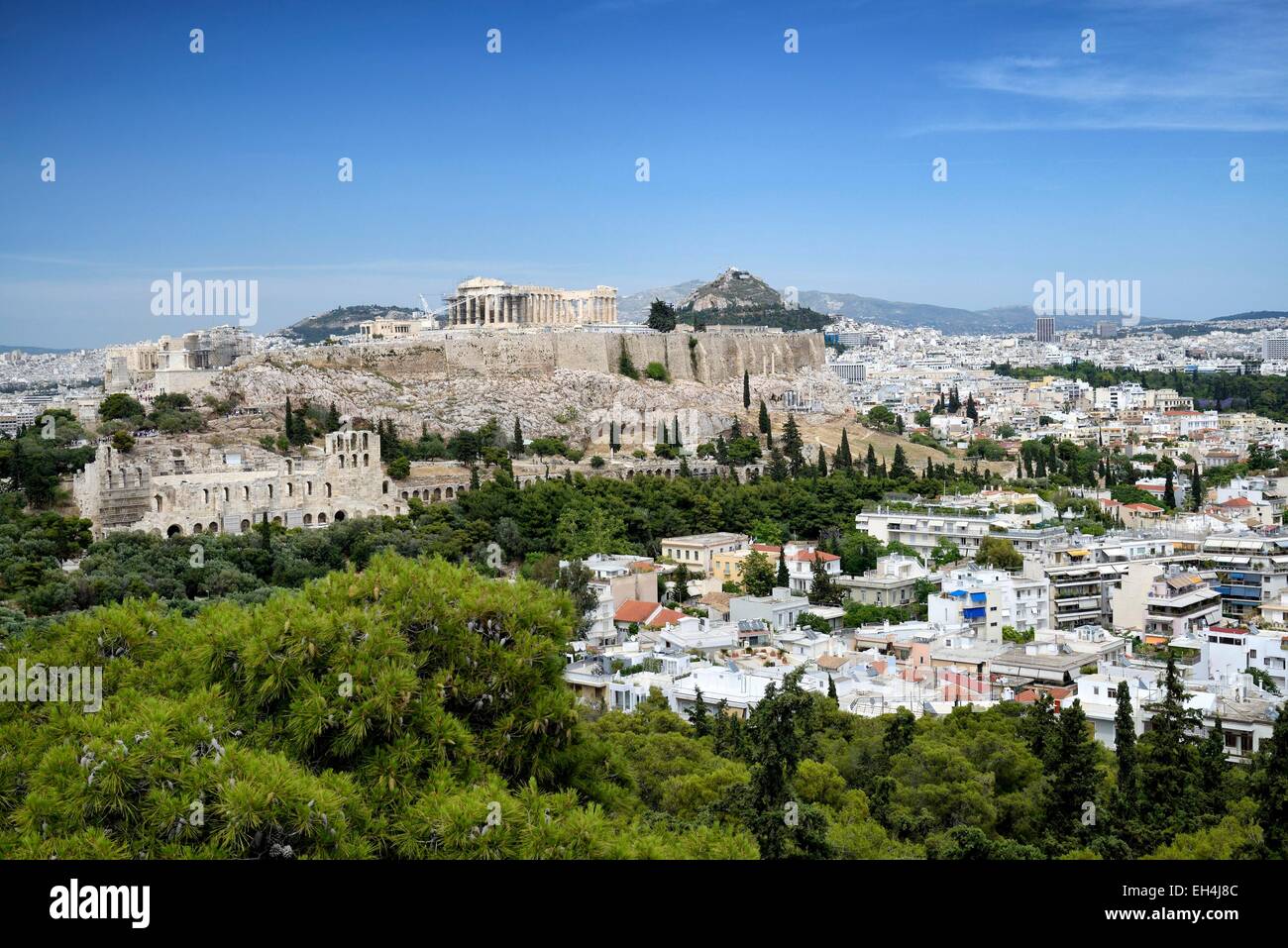 Greece, Attica, Athens, Overview of Athens and of the Acropolis listed ...