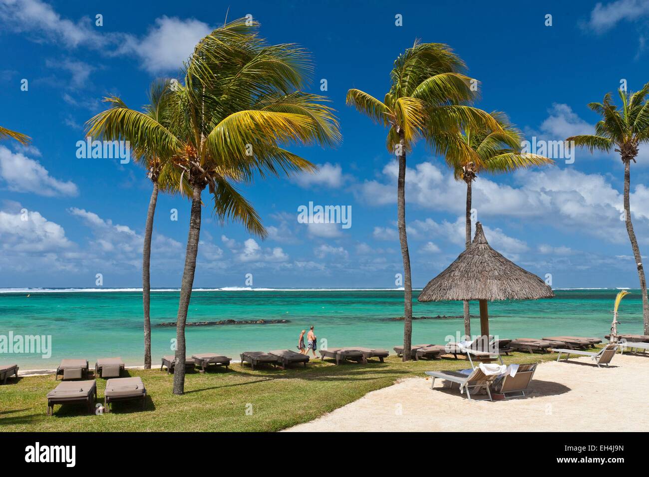 Mauritius, South West Coast, Savanne District, the hotel beach in Bel ...