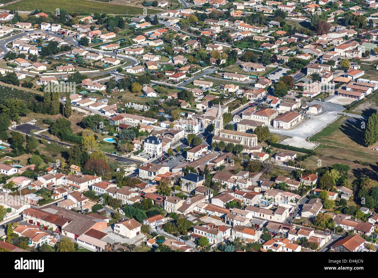 France, Gironde, Cussac Fort Medoc, the village (aerial view Stock ...