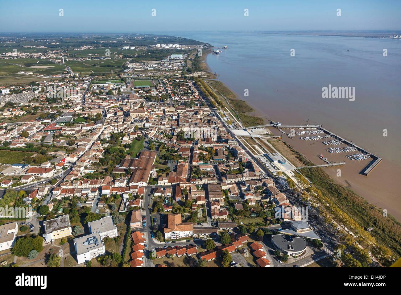 France, Gironde, Pauillac, the town and the port on the Gironde river ...