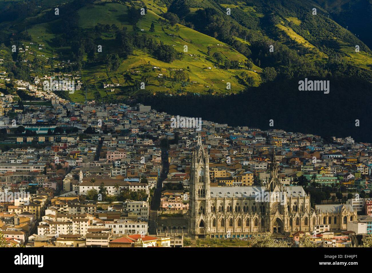 Ecuador, Quito, listed as World Heritage by UNESCO, night view of the ...
