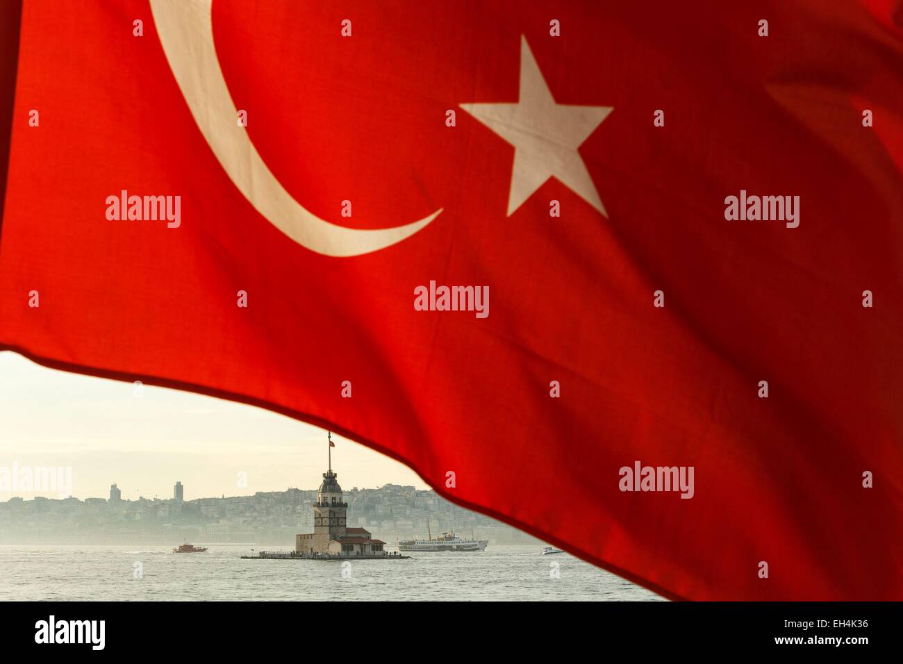 Turkey, Istanbul, Uskudar district, Flag of the Turkish nation to ...