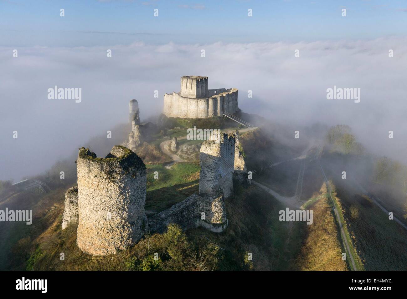 France, Eure, Les Andelys, Chateau Gaillard, 12th century fortress built by Richard Coeur de ...