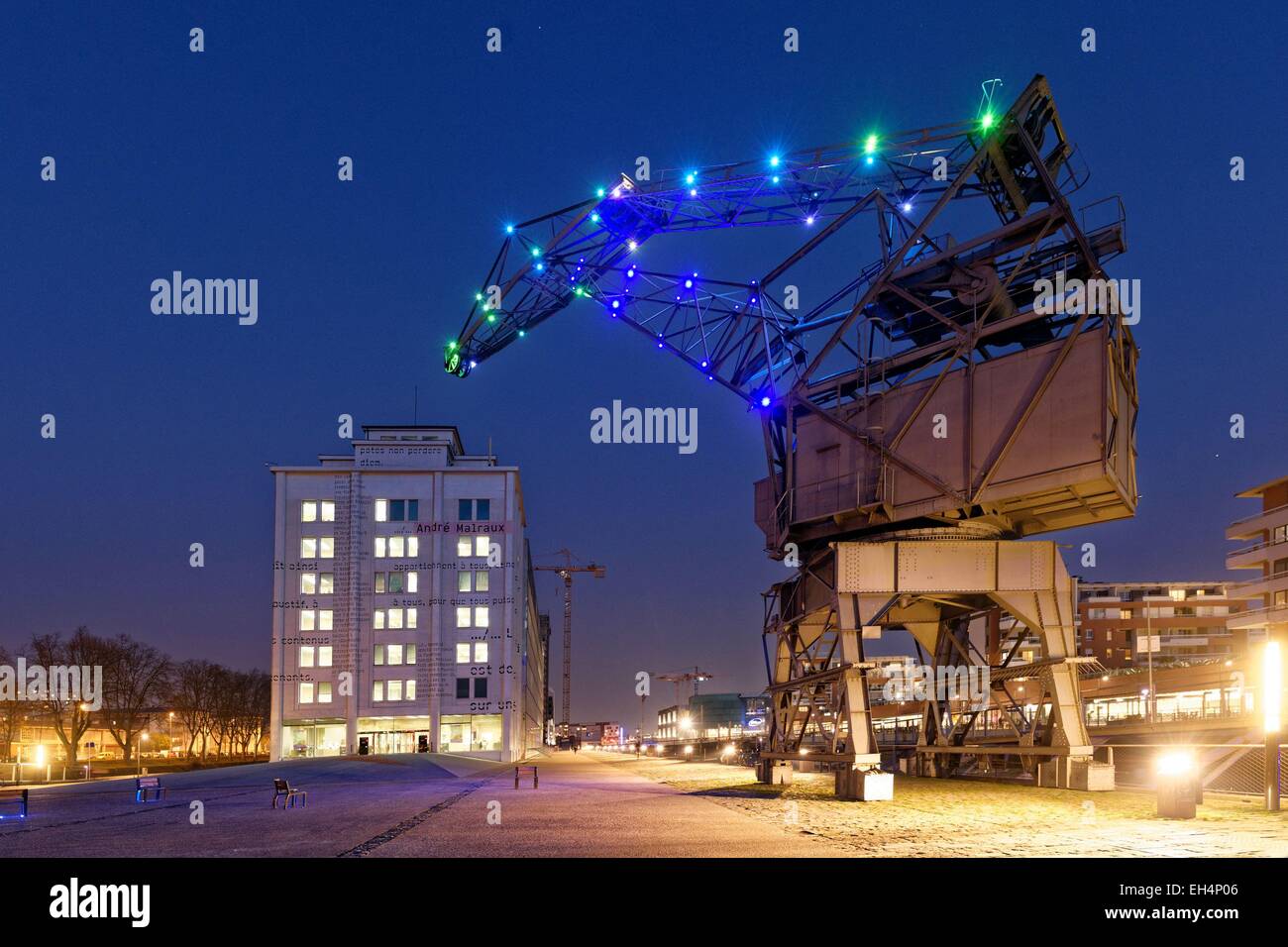France, Bas Rhin, Strasbourg, development of port du Rhin (Rhine's ...