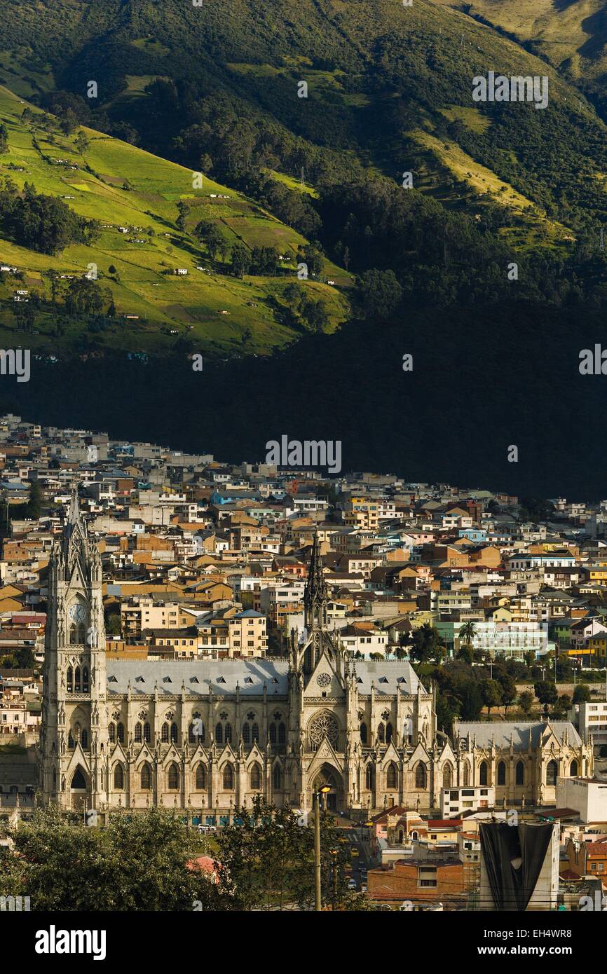 Ecuador, Quito, listed as World Heritage by UNESCO, night view of the ...