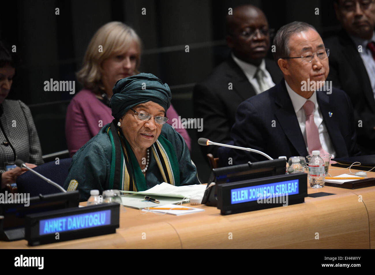 (150306) -- NEW YORK, March 6, 2015 (Xinhua) -- Liberian President ...