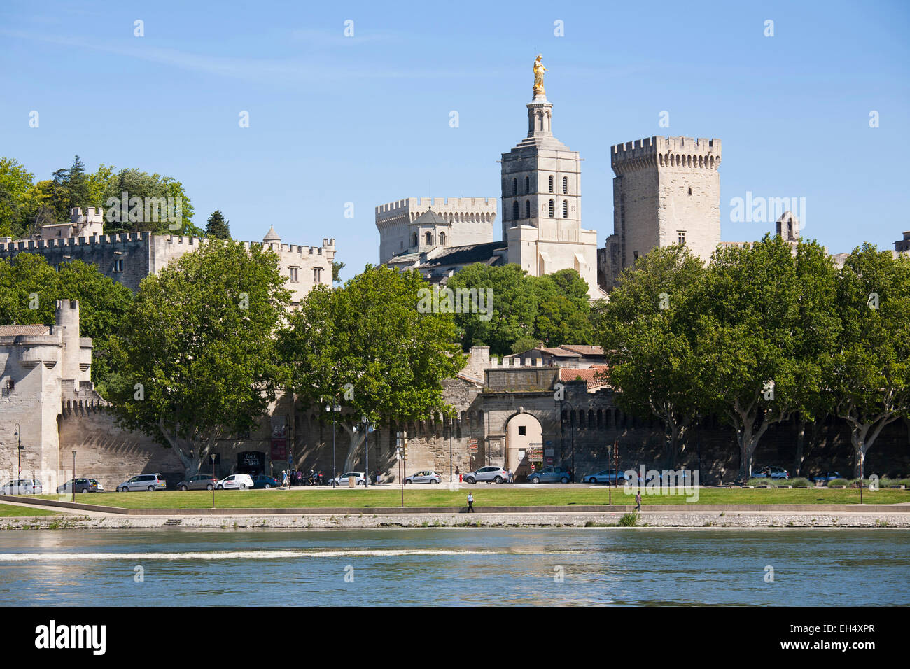town view and rhone river, avignon, provence, france, europe Stock ...