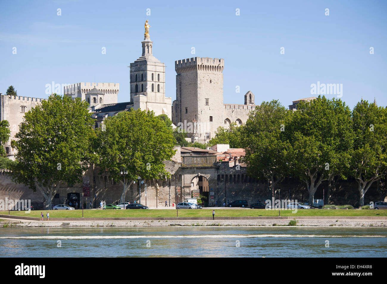 town view and rhone river, avignon, provence, france, europe Stock ...
