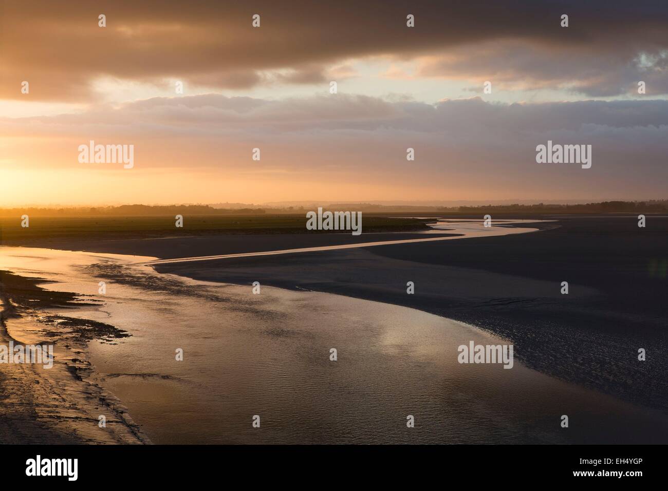 France, Manche, bay of Mont Saint Michel, listed as World Heritage by ...