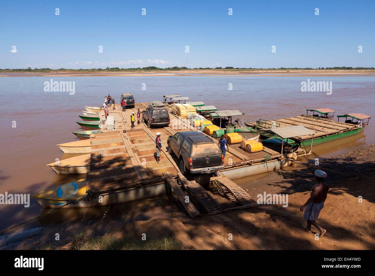 Madagascar, Menabe region, Belon'i Tsiribihina, crossing of the ...