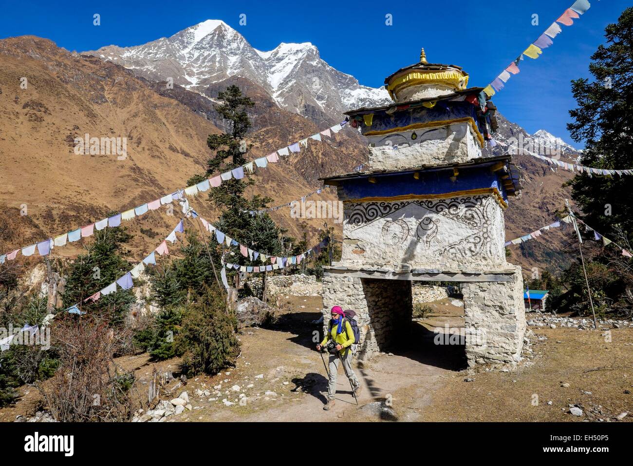 Nepal, Gandaki zone, Manaslu Circuit, between Lho and Samagaon, kani ...