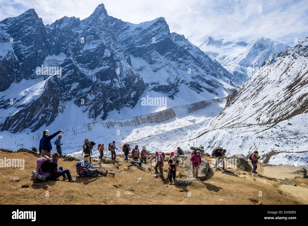 Nepal, Gandaki zone, Manaslu Circuit, between Samdo and Dharamsala, the ...
