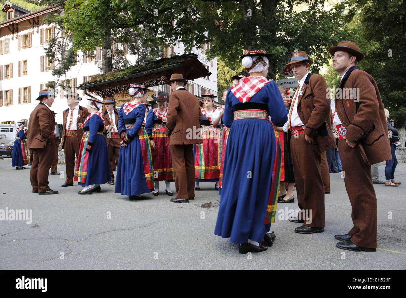 Switzerland, Canton of Valais, Val d'Herens, Evolene, summer festival ...