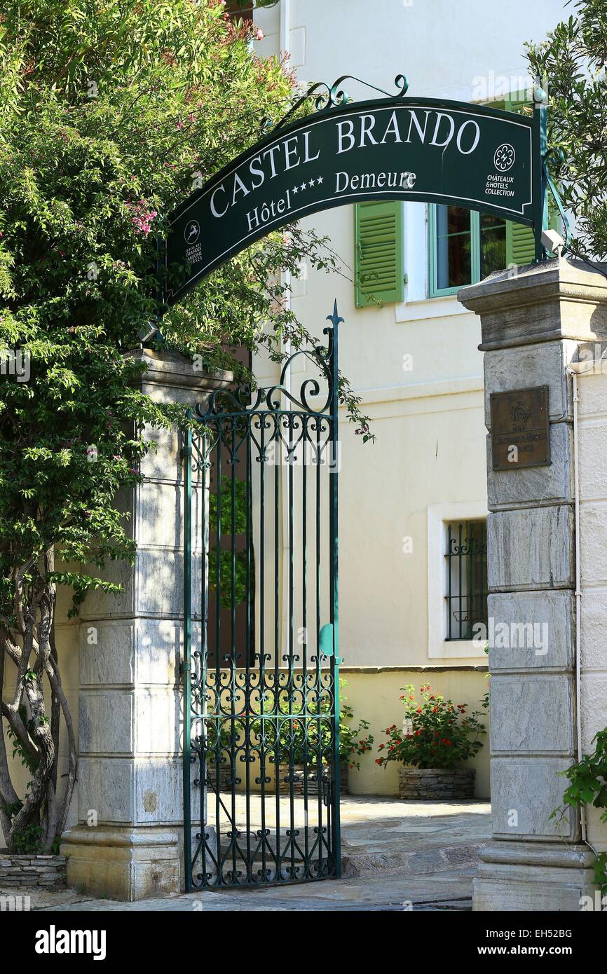 France, Haute Corse, Cap Corse, Brando, Erbalunga marina, Hotel Castel ...