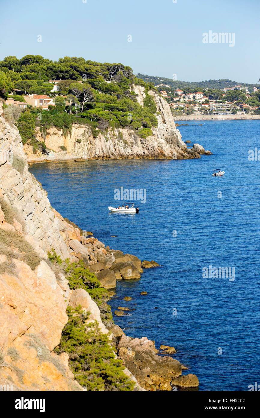 France, Var, Sanary sur Mer, Pointe Cride, Portissol Bay Stock Photo ...