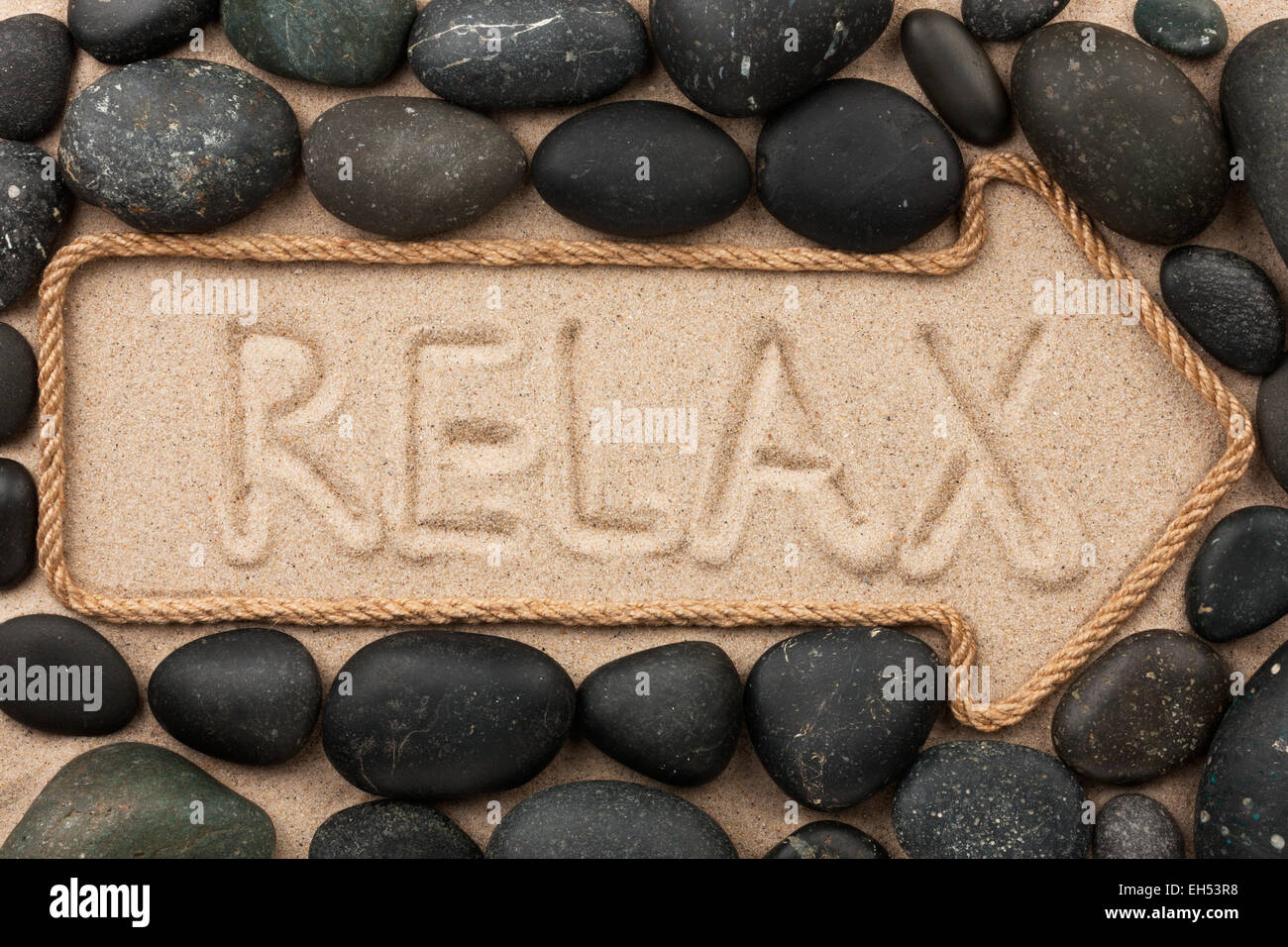 Pointer made of rope with an inscription relax, with black stone, on ...