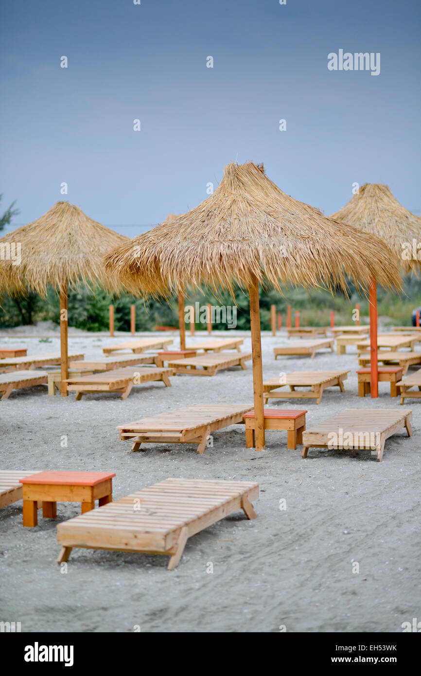 Seaside landscape sand beach sunbeds hi-res stock photography and ...