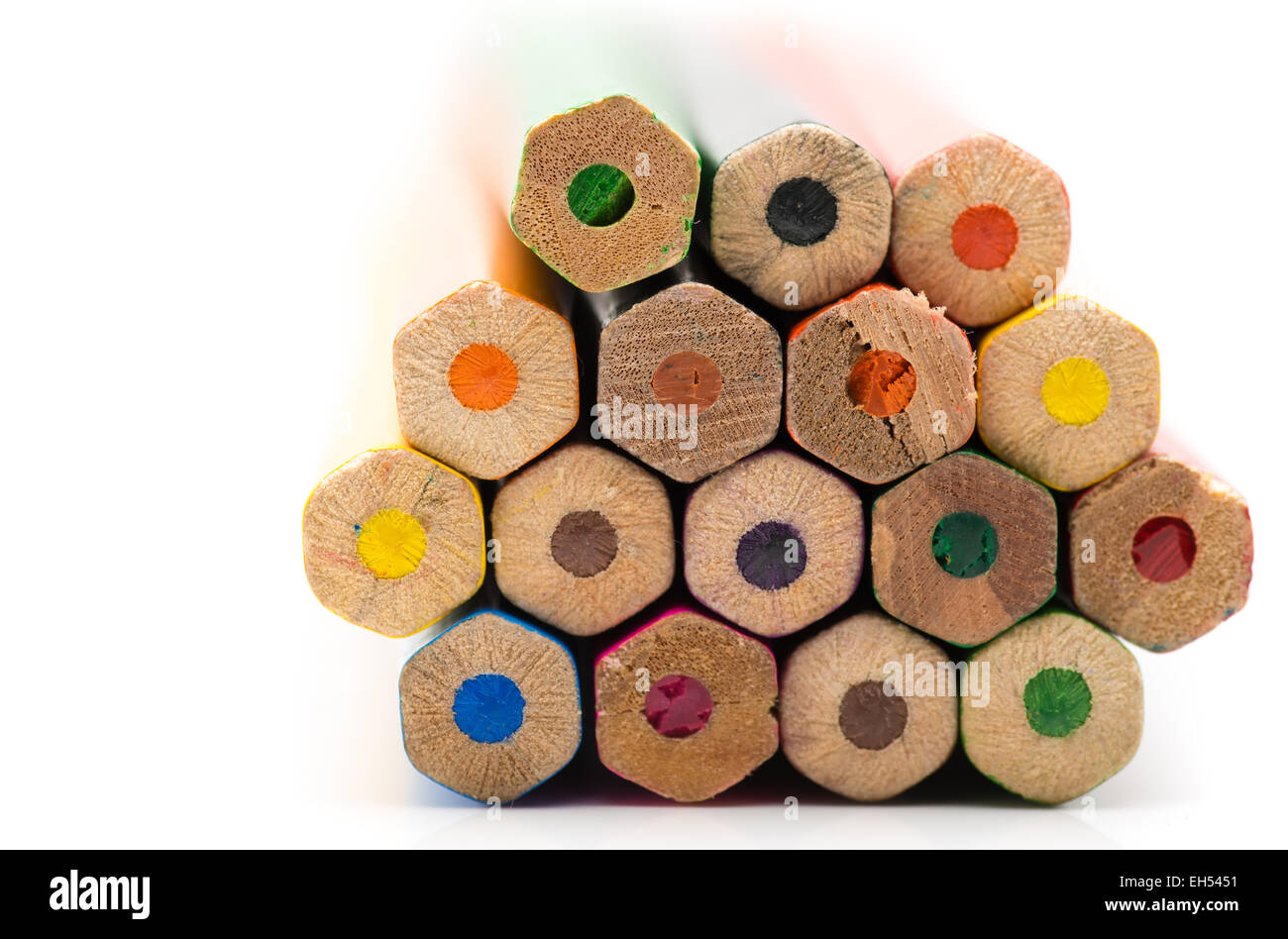 A lot of colored pencils arranged in a white background Stock Photo - Alamy